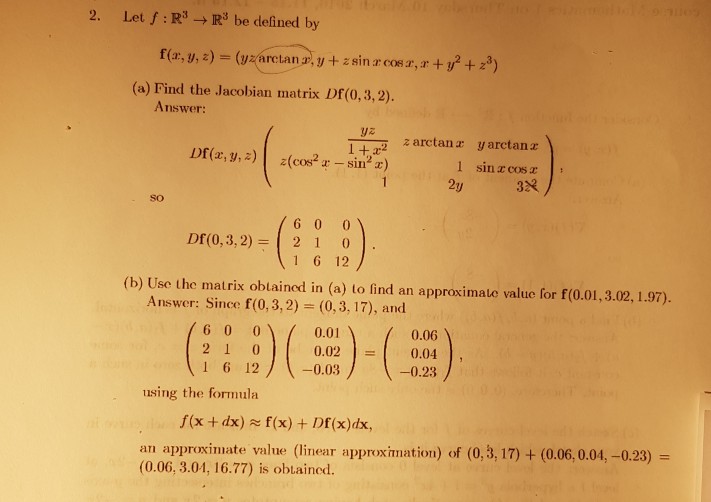 Solved 2, Let f : R3 → R3 be defined by f(r, y, z) = (ya | Chegg.com