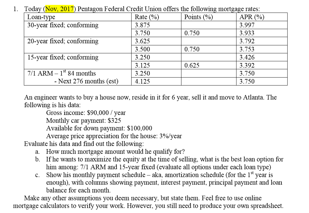 1. Today (Nov, 2017) Pentagon Federal Credit Union | Chegg.com