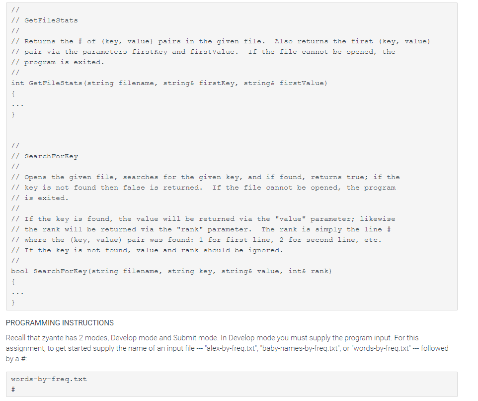 Solved Summary: searching text files for (key, value) pairs, | Chegg.com