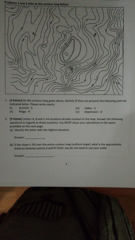 Solved Problems 1 and 2 refer to the contour map below: [4 | Chegg.com