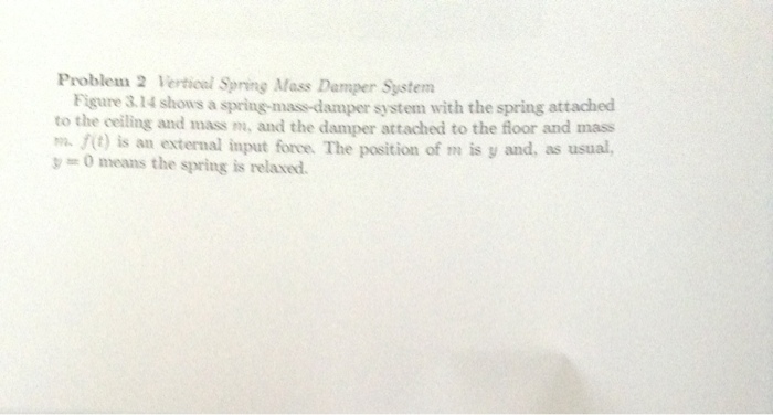 Problem 2 Vertical Spring Aless pamper System Figure | Chegg.com