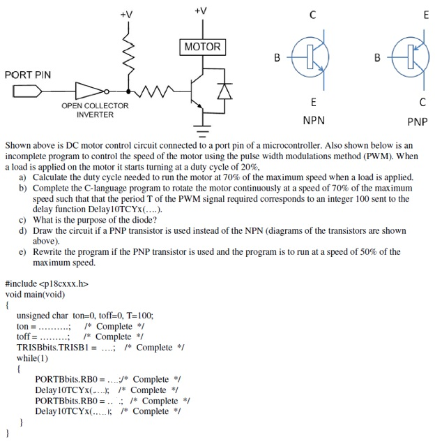 MOTOR PORT PIN OPEN COLLECTOR INVERTER NPN PNP Shown | Chegg.com