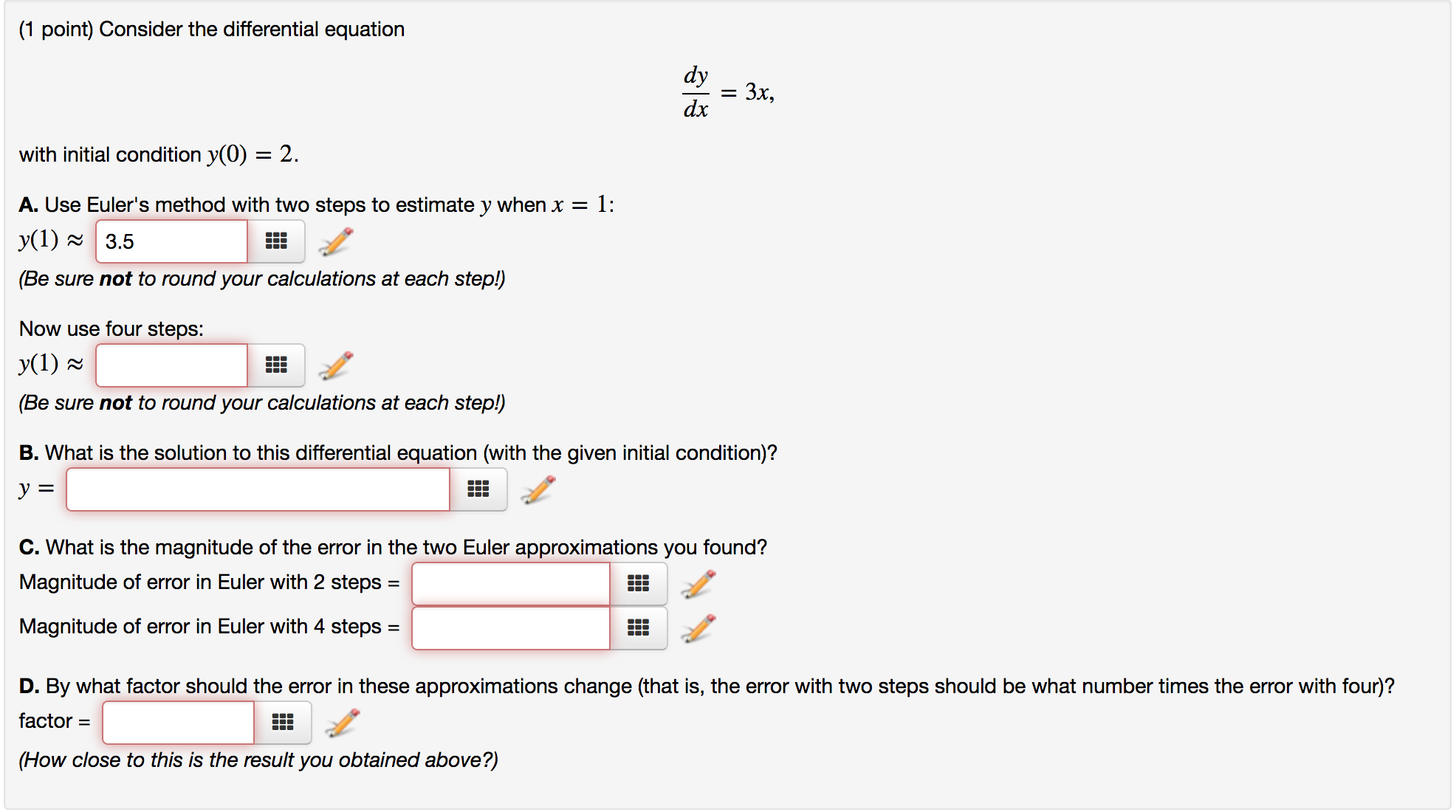 Solved Consider the differential equation dy/dx = 3x, with | Chegg.com