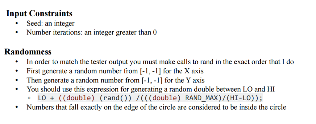 Solved For Programing in C. Enter the seed for the | Chegg.com