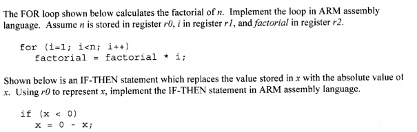 Solved The FOR loop shown below calculates the factorial of | Chegg.com