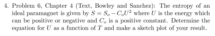 Solved The entropy of an ideal paramagnet is given by S = | Chegg.com