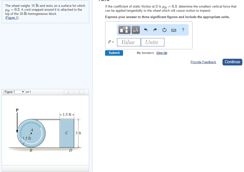 Solved The wheel weighs 15 lb and rests on a surface | Chegg.com