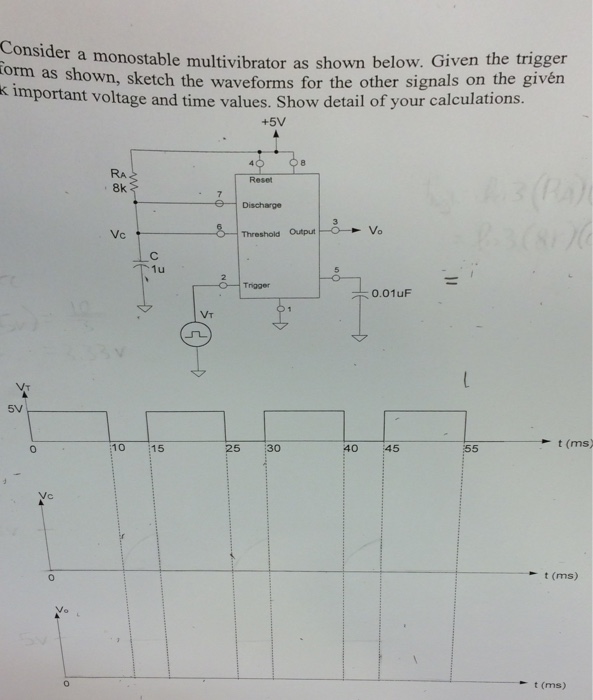 Solved Consider a monostable multivibrator as shown below. | Chegg.com