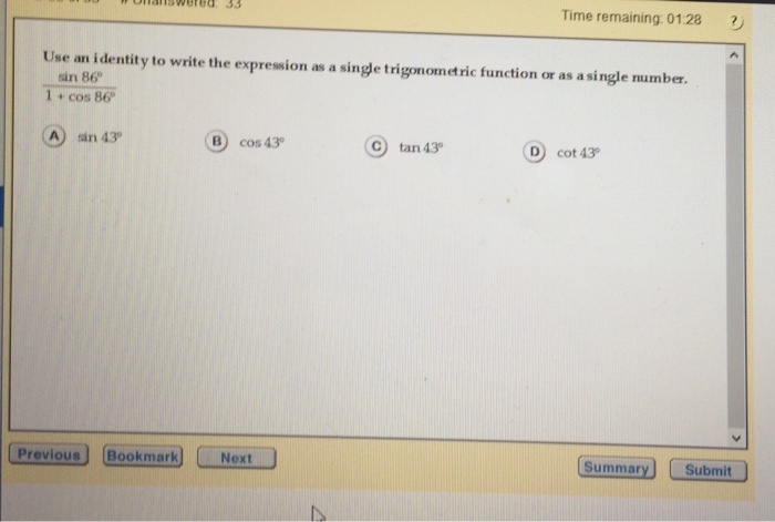 Solved Use an identity to write the expression as a single | Chegg.com