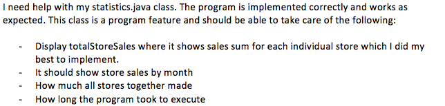 Solved I need help with my statistics.java class. The | Chegg.com