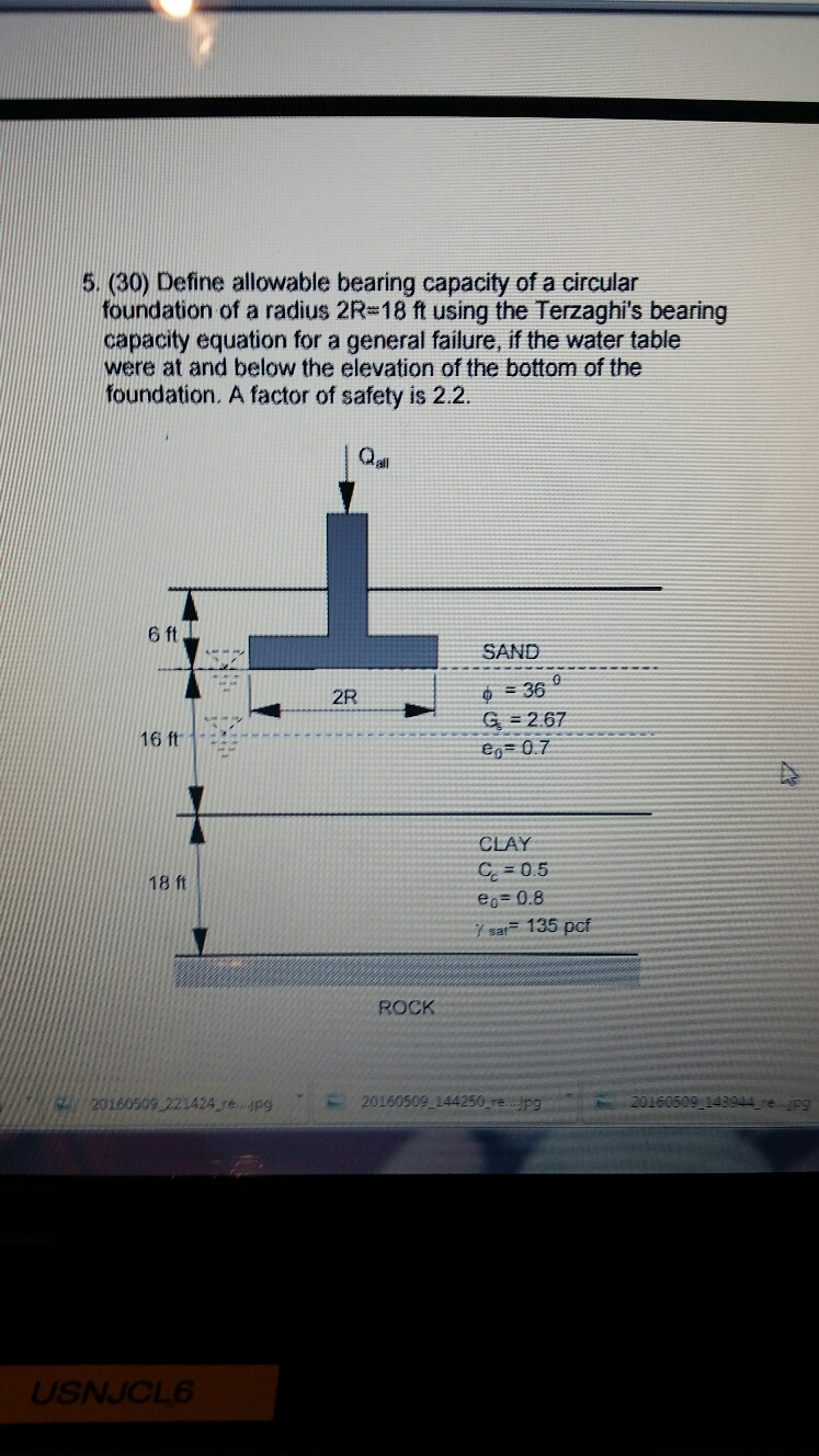 Solved 5. (80) Define allowable bearing capacity of a | Chegg.com