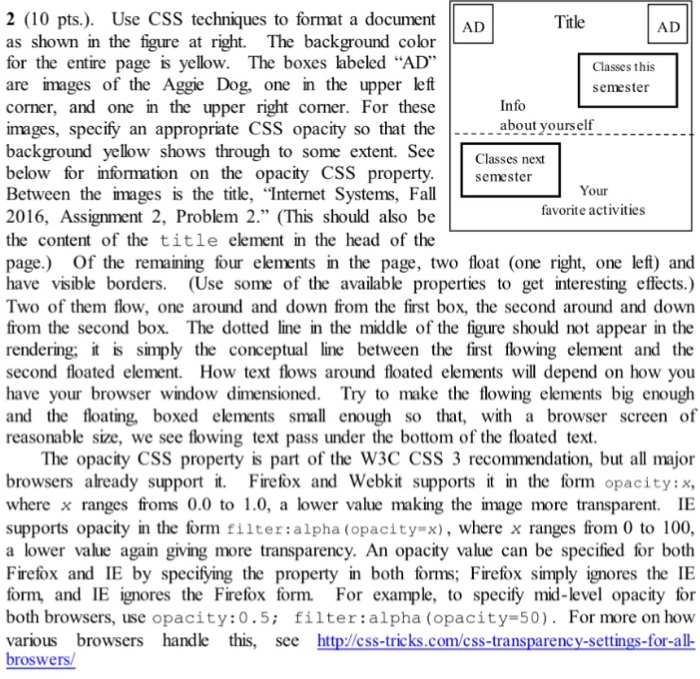 Solved Use Css Techniques To Format A Document As Shown In 1752
