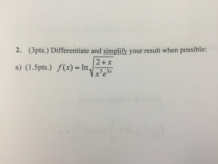 Solved Differentiate and simplify your result when possible: | Chegg.com