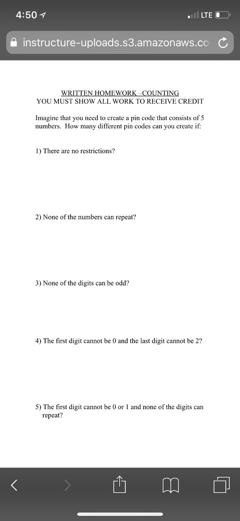 Solved 4:501 LTE a instructure-uploads.s3.amazonaws.co C | Chegg.com