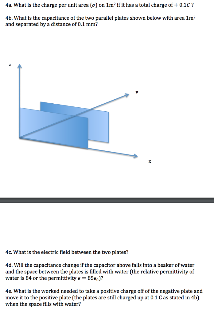 Solved 4a What Is The Charge Per Unit Area o On 1m2 If It Chegg