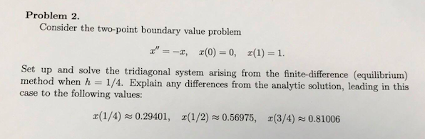 Solved Problem 2. Consider the two-point boundary value | Chegg.com