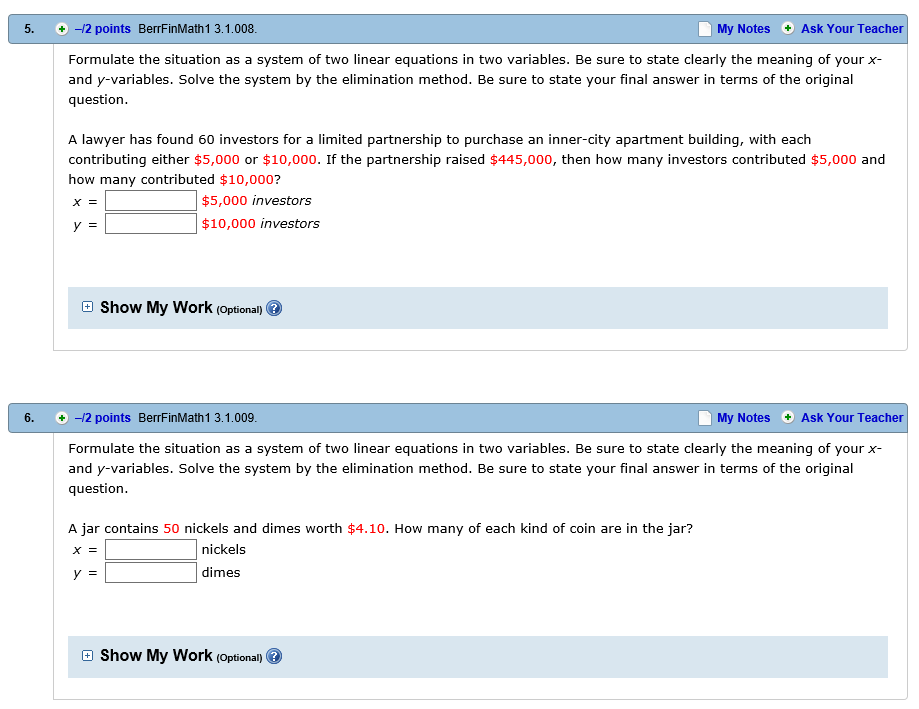 Solved Formulate the situation as a system of two linear | Chegg.com
