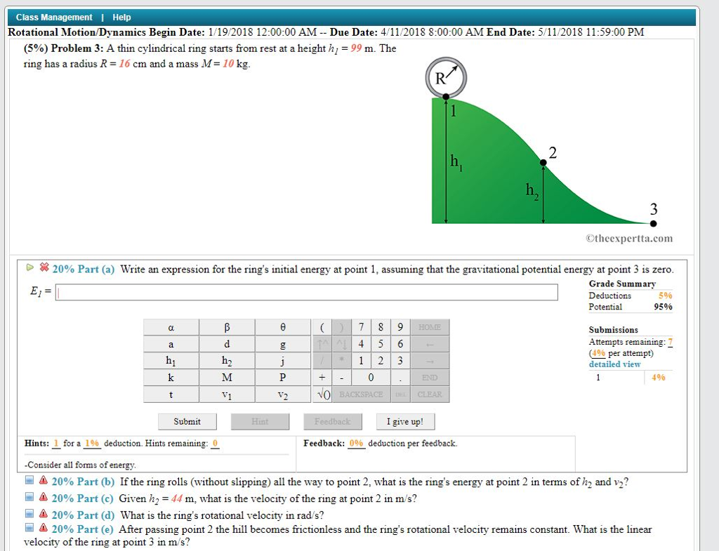 Solved Class l Help Rotational Motion/Dynamics Begin Date: | Chegg.com