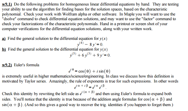 Solved Do the following problems for homogeneous linear | Chegg.com