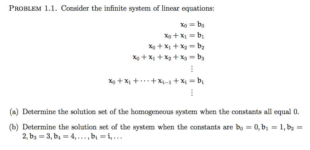 Solved Consider the infinite system of linear equations: | Chegg.com