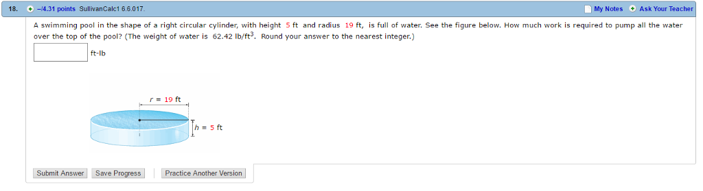 Solved A swimming pool in the shape of a right circular | Chegg.com