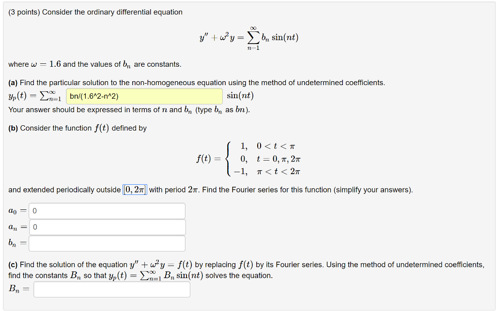 Solved (3 points) Consider the ordinary differential | Chegg.com