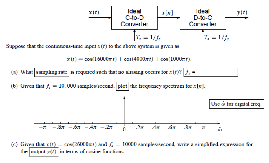 Solved Suppose that the continuous-time input x (t) to the | Chegg.com