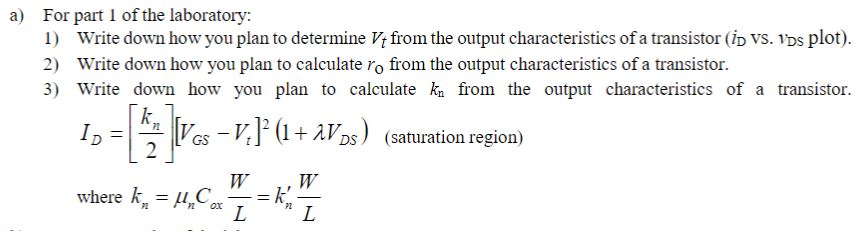 Solved a) For part I of the laboratory: 1) Write down how | Chegg.com