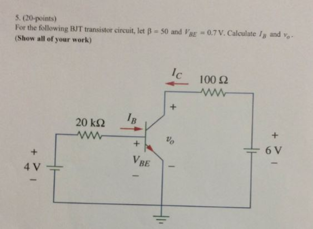Solved For the following BJT transistor circuit, let beta = | Chegg.com