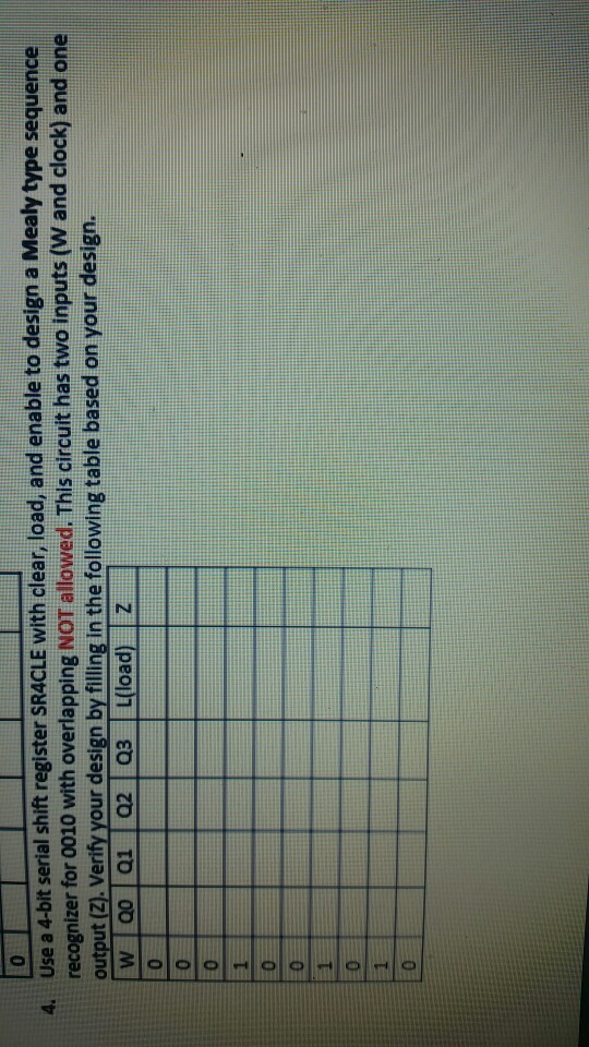 Solved Use a 4-bit serial shift register SRACLE with clear, | Chegg.com