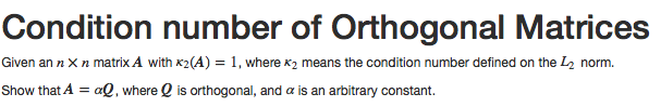Solved Condition number of Orthogonal Matrices Given an n × | Chegg.com