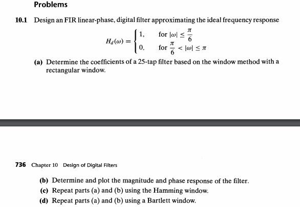 Problems Design an FIR linear-phase, digital filter | Chegg.com