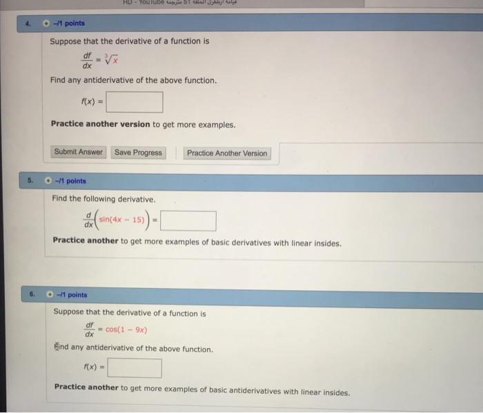 Solved Suppose that the derivative of a function is df/dx = | Chegg.com