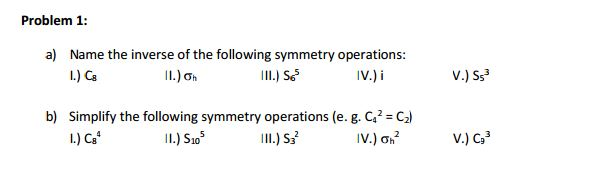 Solved Name the inverse of the following symmetry | Chegg.com