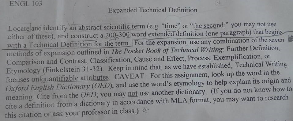 Solved (EXPANDED TECHNICAL DEFINITION) / ENGLISH FOR | Chegg.com