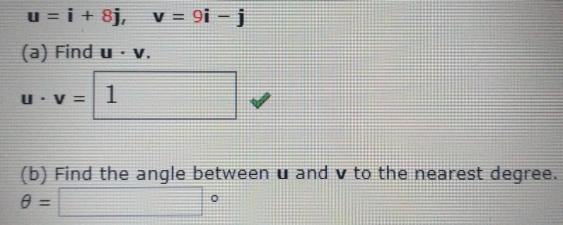 Solved (a) Find u v. (b) Find the angle between u and v to | Chegg.com