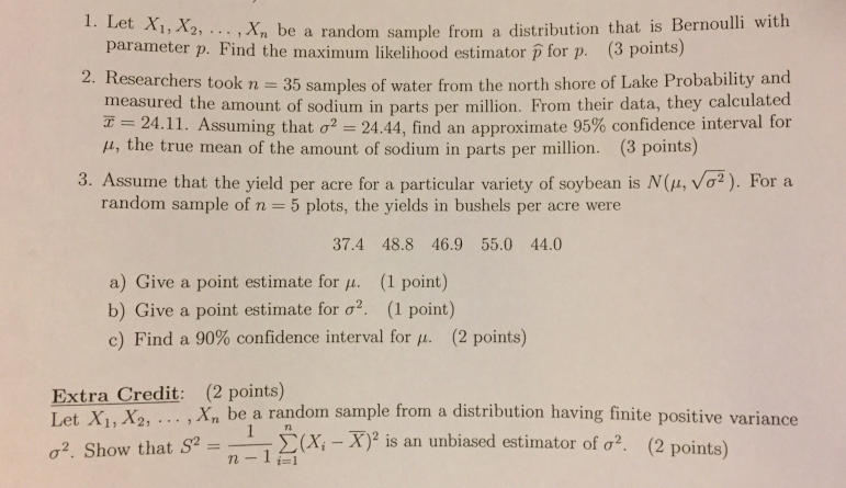 Solved 1. Let X1, X2, ,Xn n be a random sample from a | Chegg.com