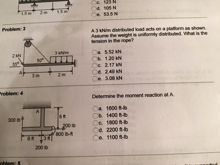 Solved A 3 kN/m distributed load acts on a platform as | Chegg.com
