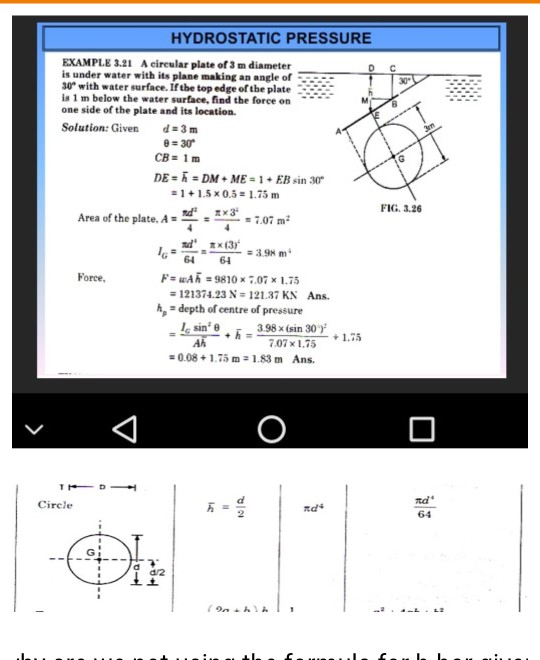 Solved HYDROSTATIC PRESSURE EXAMPLE 3.21 A eircular plate of | Chegg.com