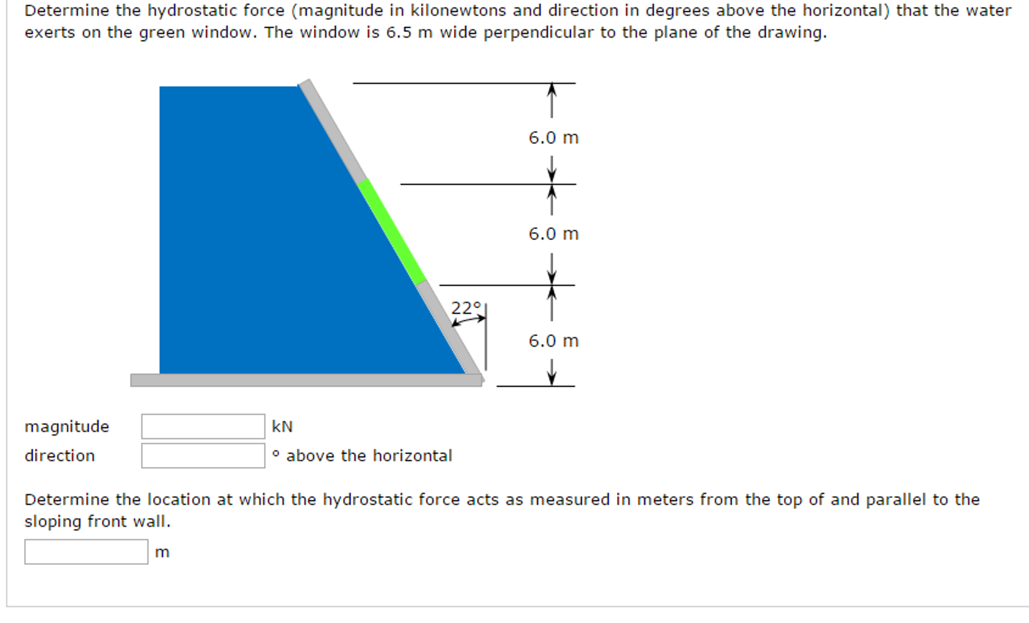 Solved Determine the hydrostatic force (magnitude in | Chegg.com