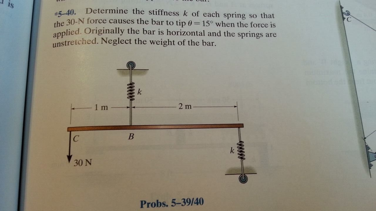 Solved Determine the stiffness k of each spring so that the | Chegg.com