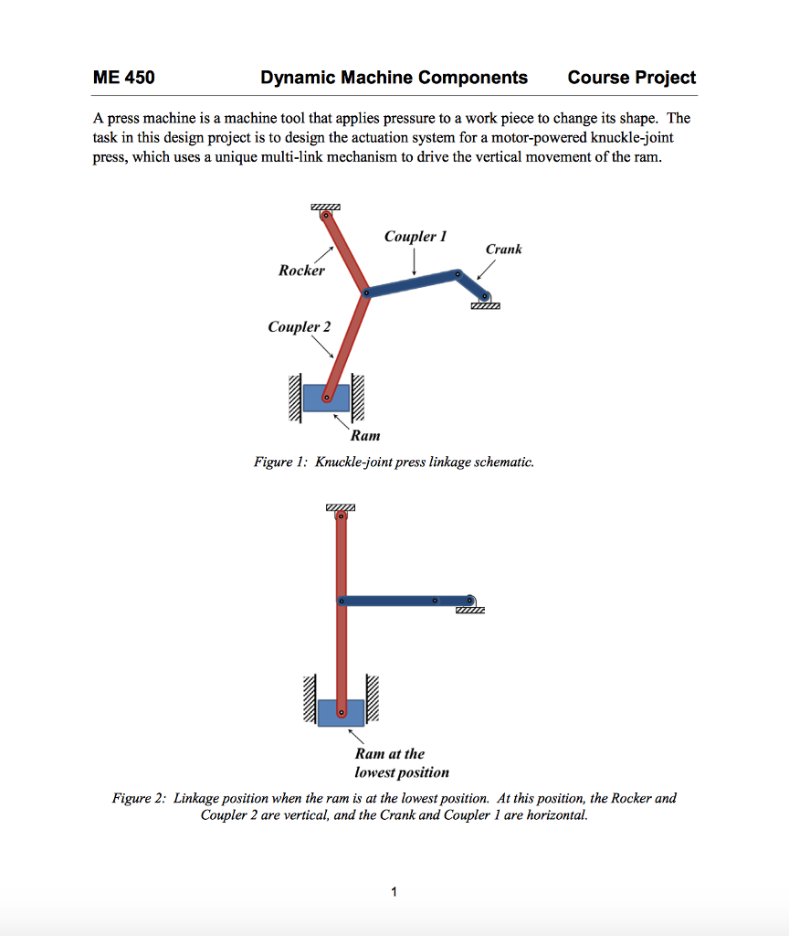ME 450 Dynamic Machine Components Course Project A | Chegg.com