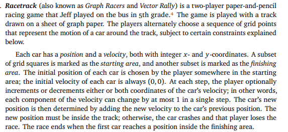 Racetrack (also known as Graph Racers and Vector | Chegg.com