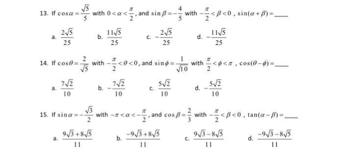 Solved If cos alpha = Squareroot 5/5 with 0