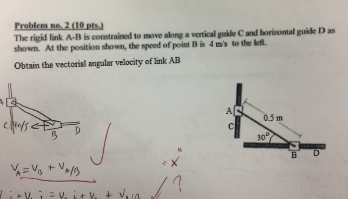 Solved The rigid link A-B is constrained to move along a | Chegg.com