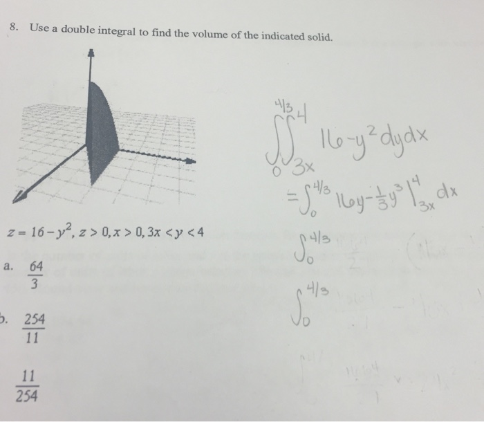 Solved Use a double integral to find the volume of the | Chegg.com