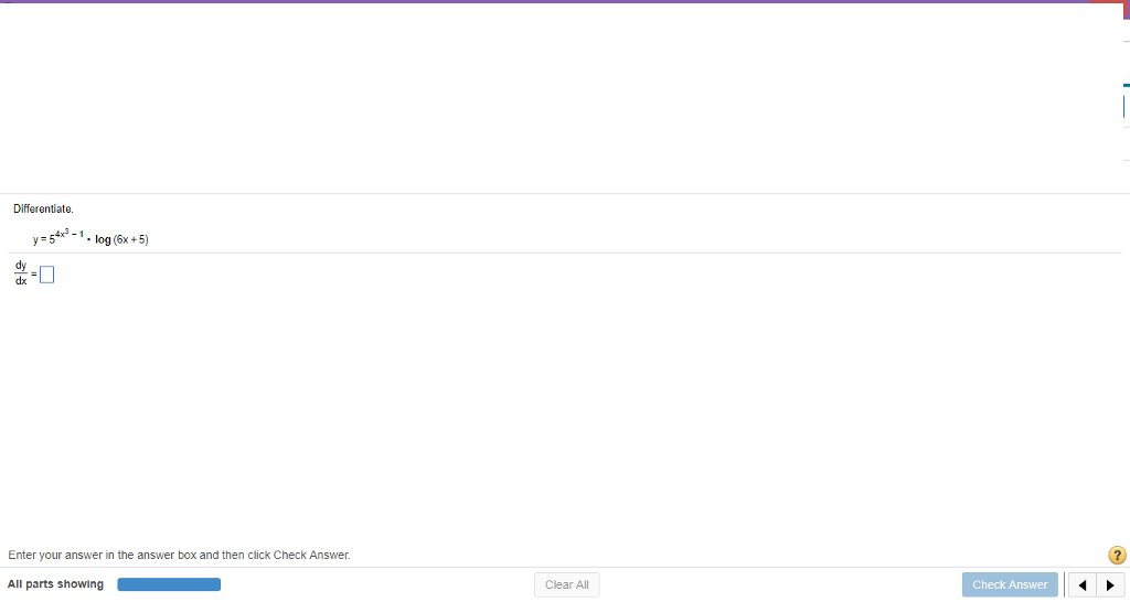 Solved Differentiate Y 54r 1 Log 6x 5 Dy Dx Enter Your Chegg