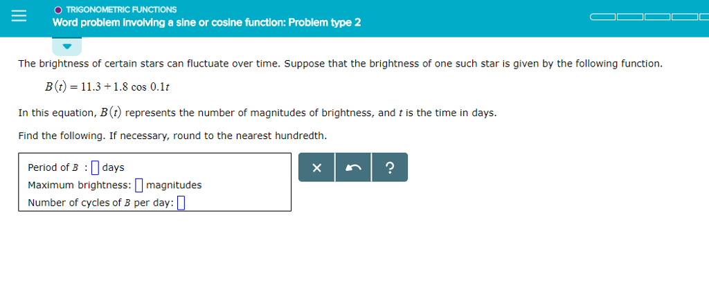 Solved O TRIGONOMETRIC FUNCTIONS Word problem involving a | Chegg.com