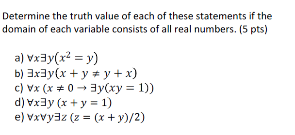 Solved Determine The Truth Value Of Each Of These Statements