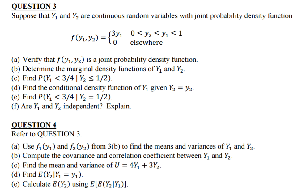 Solved Suppose That Y1 And Y2 Are Continuous Random